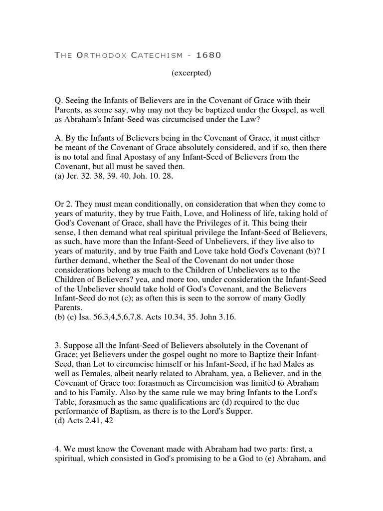 The Orthodox Catechism 1680 | PDF | Covenant Theology | Baptism