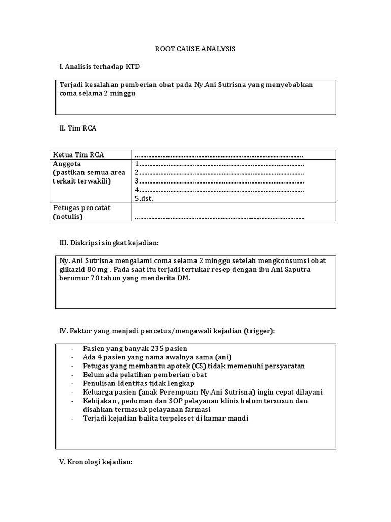Contoh Form Fmea Dan Rca | PDF