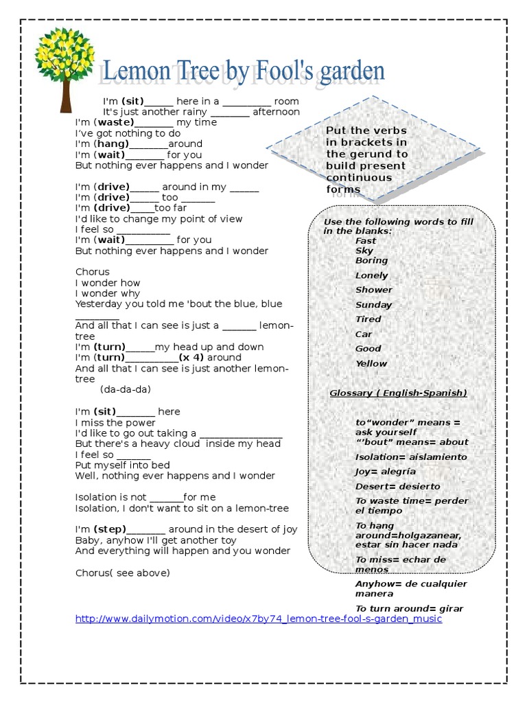 Song Lemon Tree Fun Activities Games - 37453 | PDF