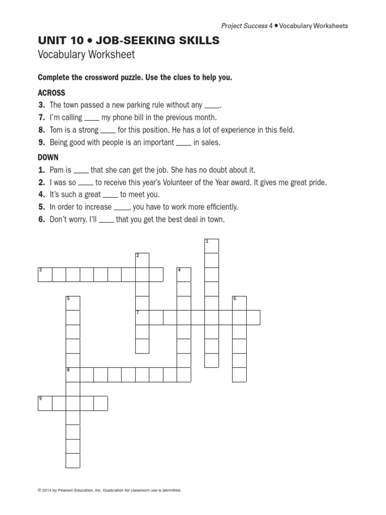 Unit 10 Lesson JobSeeking Vocabulary Worksheet | PDF