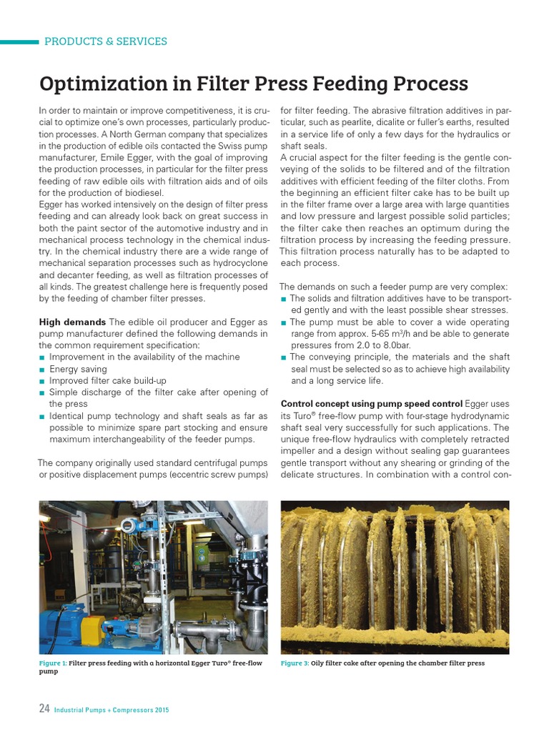 Optimization in Filter Press Feeding Process: Products & Services | PDF ...
