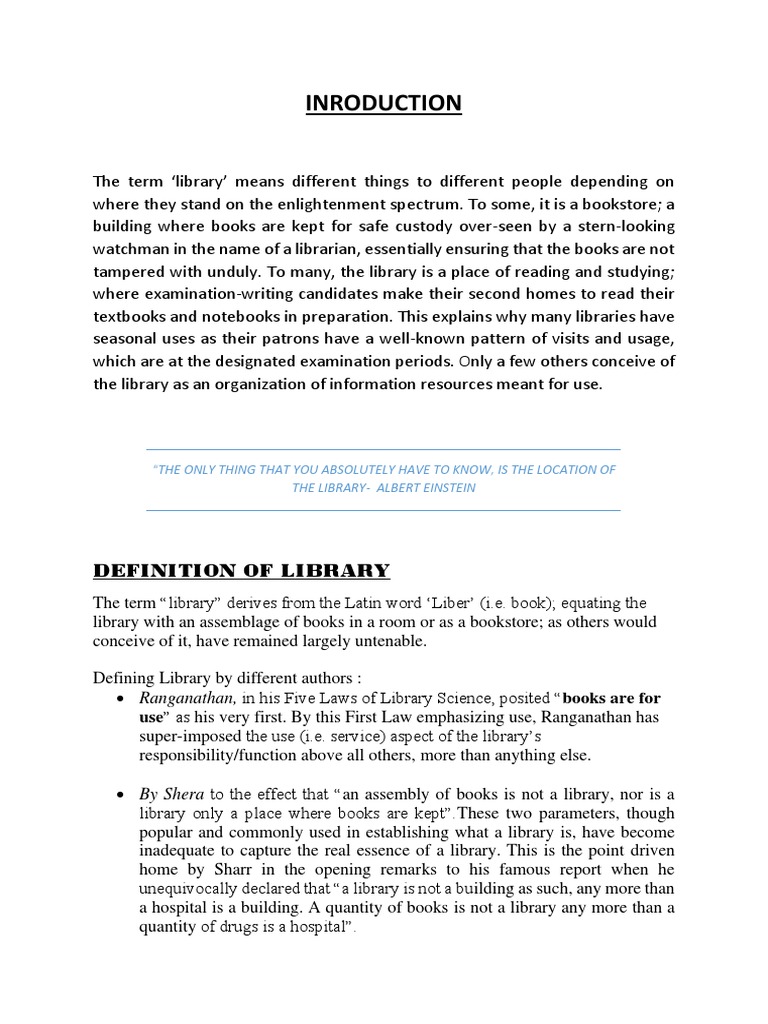 Purpose of Library in School | PDF | School Library | Libraries