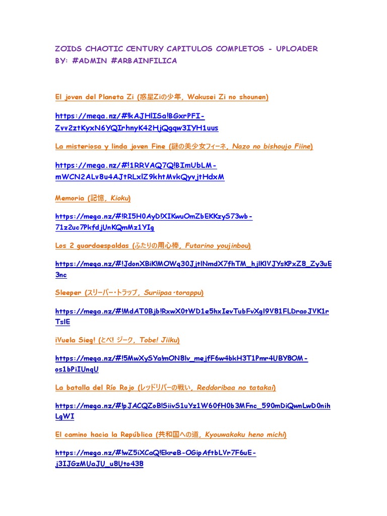 Zoids Chaotic Century Capitulos Completos (Mega) | PDF | Tecnología