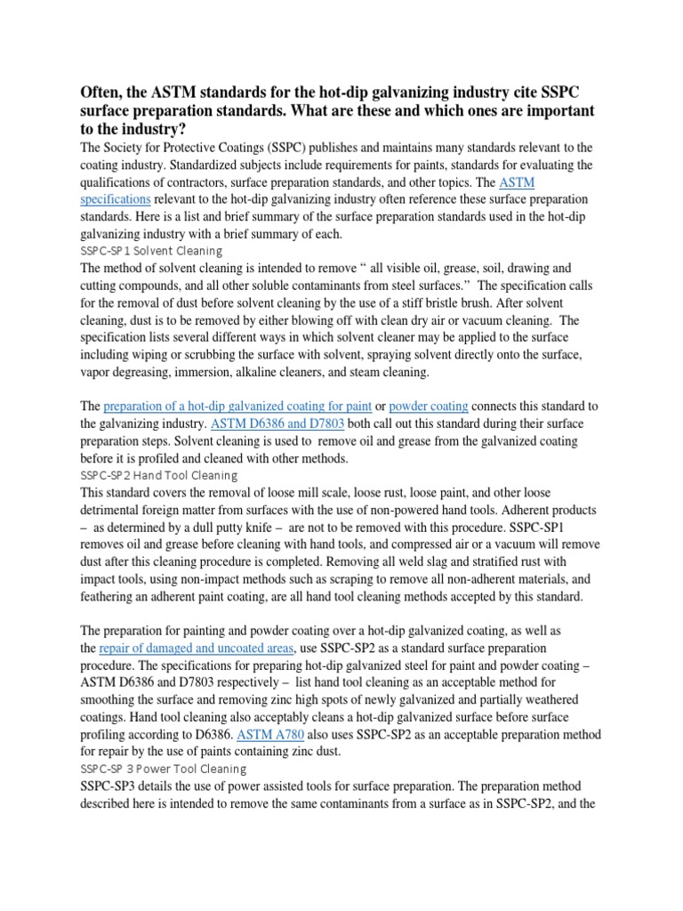 SSPC sp1-sp12 | PDF | Galvanization | Rust