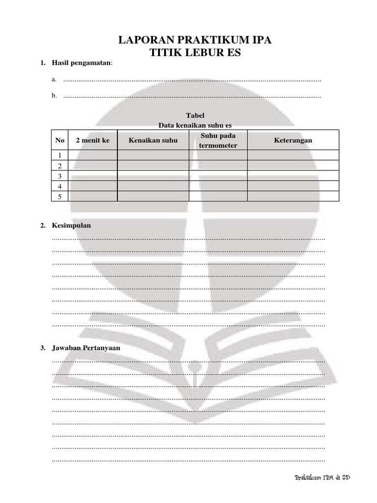 Laporan Praktikum Ipa Titik Lebur Es | PDF
