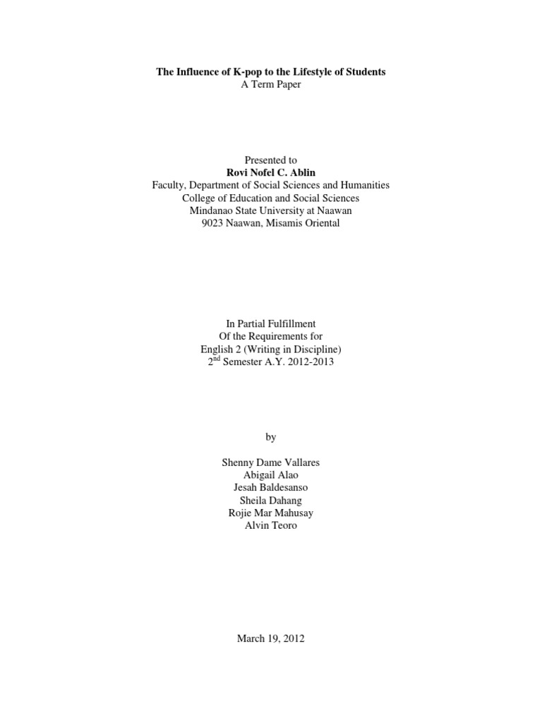 Research Paper On The Influence of Kpop in Students | PDF | Fashion ...