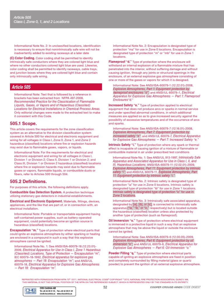 A08 - Article 505 - Class I Zone 0 1 and 2 Locations PDF | PDF ...