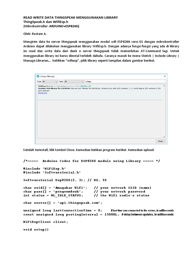 Write-Read Data Thingspeak | PDF | Wi Fi | Hypertext Transfer Protocol