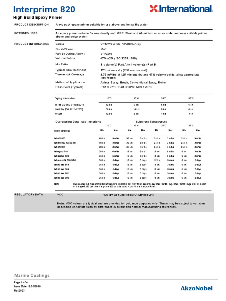 Interprime 820 | PDF | Paint | Epoxy
