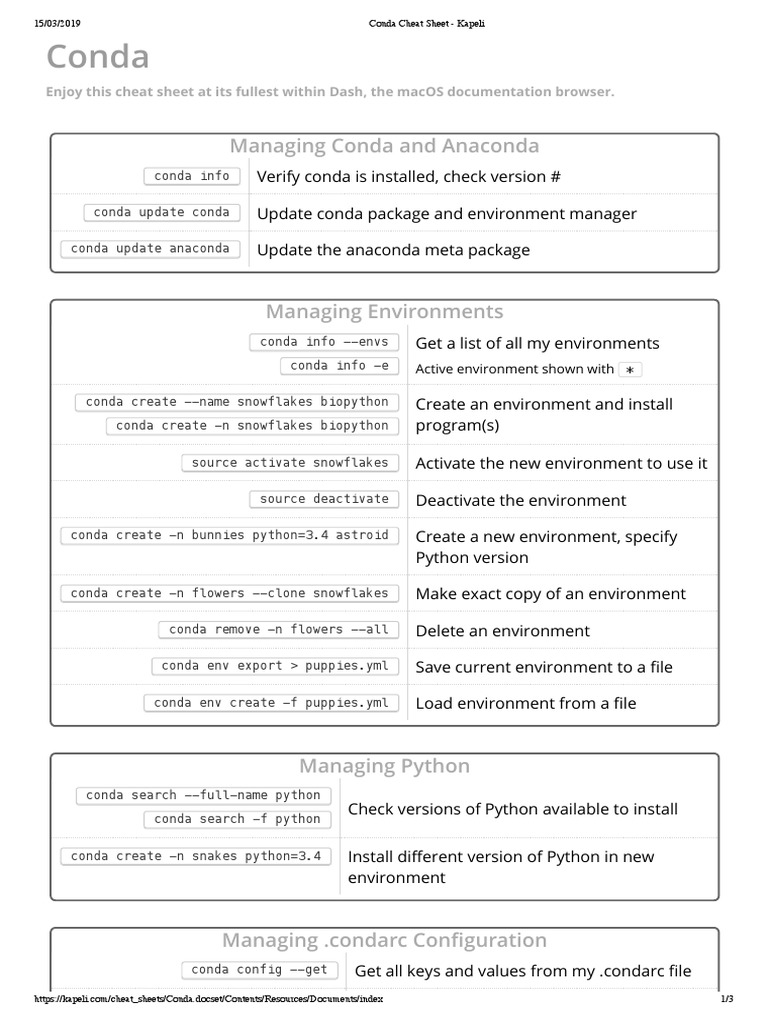 Anaconda Cheat Sheet | PDF | Software | System Software