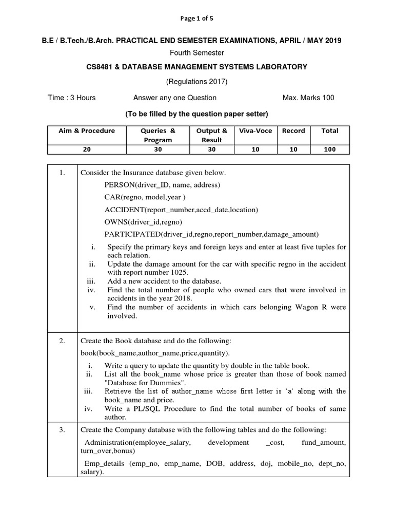 CS8481 - 18.2 | PDF | Pl/Sql | Databases