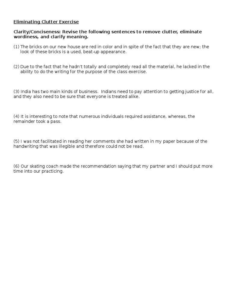 Eliminating Clutter Exercise | PDF