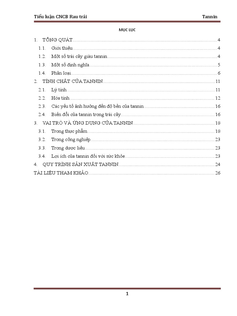 Tiểu luận CNCB Rau trái Tannin | PDF