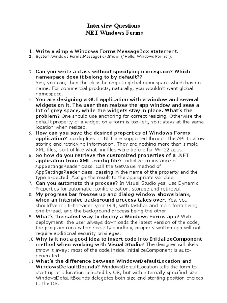 Dotnet Sql Interview Questions Pdf Class Computer Programming Inheritance Object