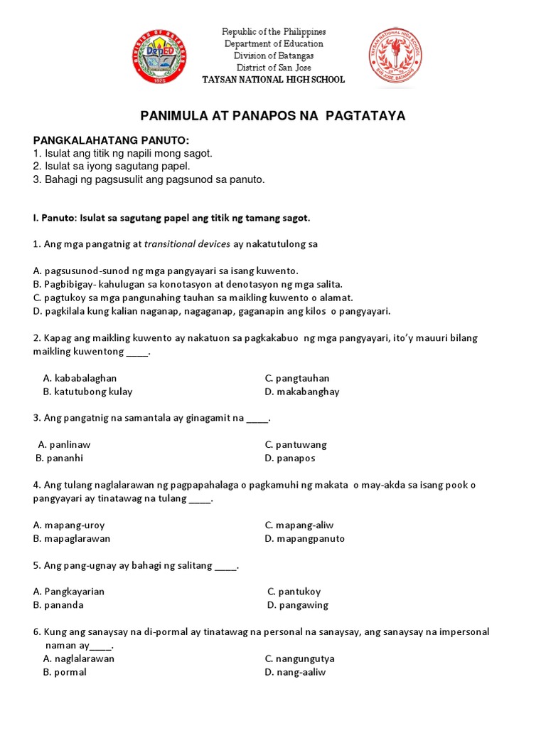 Ang Pangkalahatang Tema Ay Hinati Sa Mga Sumusunod Na Diwa | PDF ...