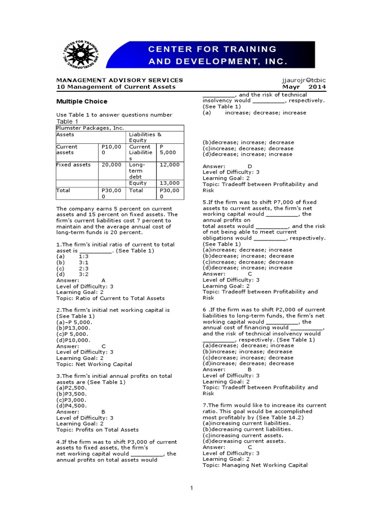Management of Current Assets | PDF | Working Capital | Balance Sheet