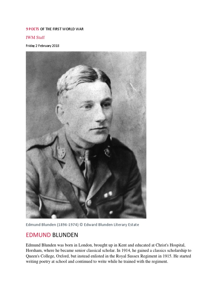 Poets of the First World War: Brief Biographies of Nine Poets Who ...