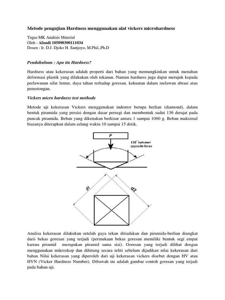 Metode Uji Kekerasan Vickers | PDF
