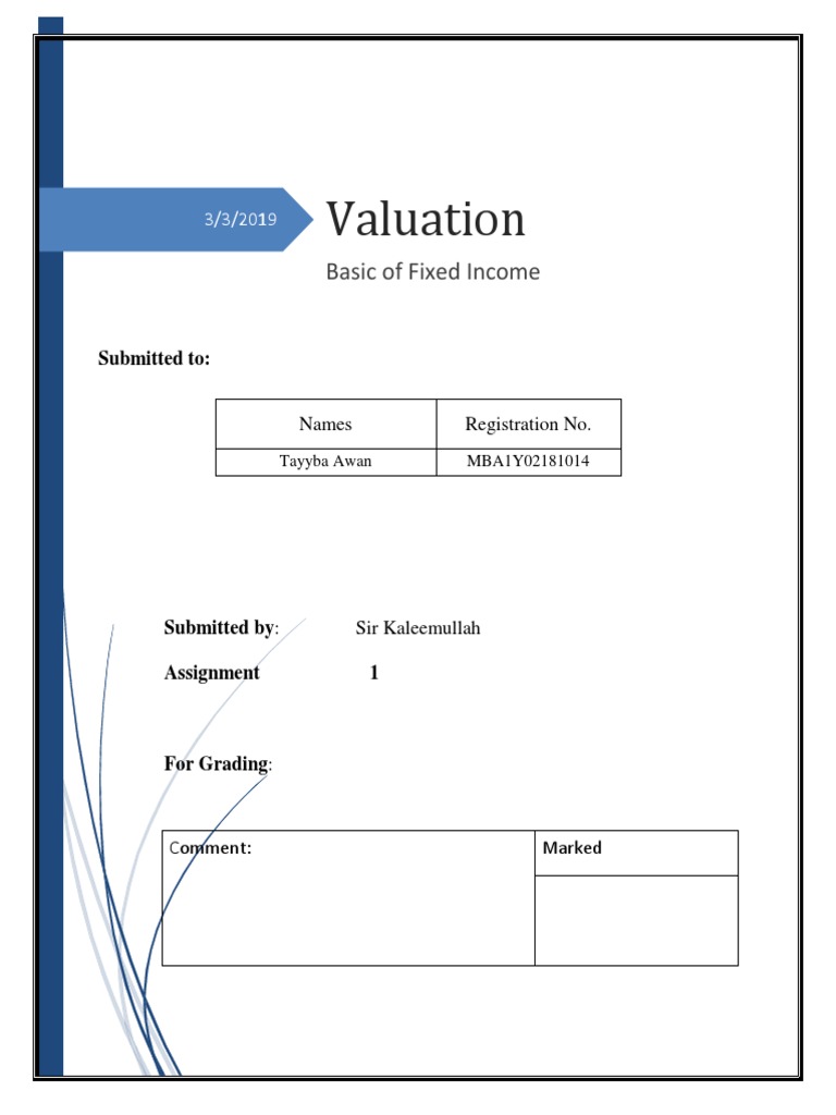 Valuation Assignment 1 | PDF | Bonds (Finance) | Collateralized Debt ...