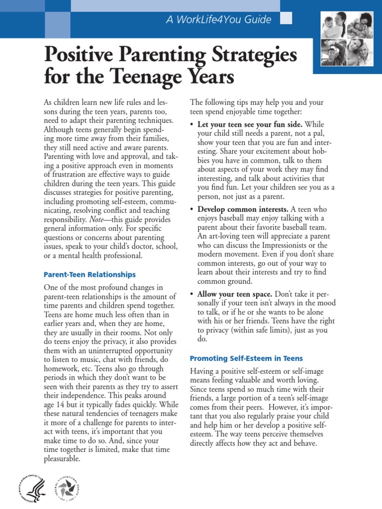 Positive Parenting Strategies For The Teenage Years: A Worklife4You ...