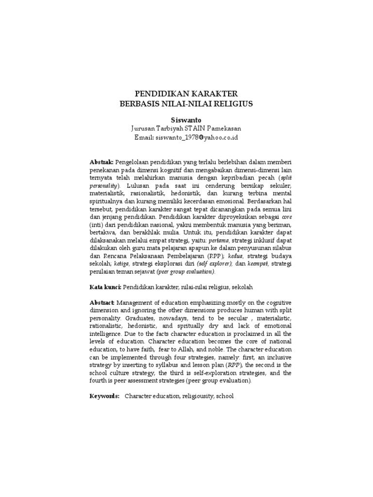 Pendidikan Karakter - Religius | PDF