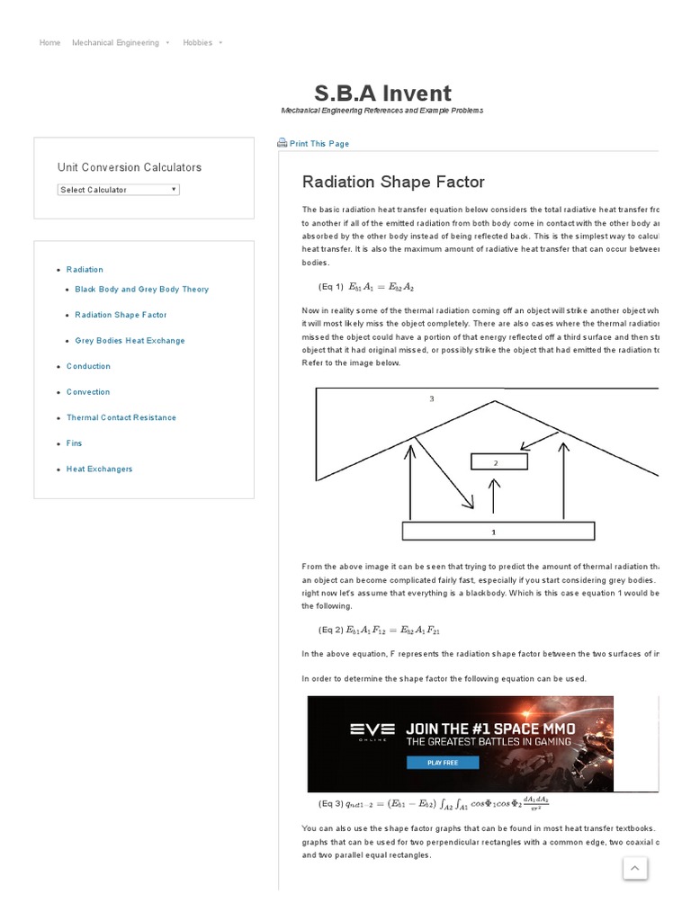 Radiation Shape Factor - S.B.a Invent | PDF | Heat Transfer | Heat
