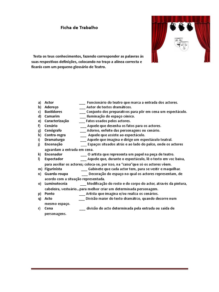 Ficha de Trabalho Texto Dramatico | PDF