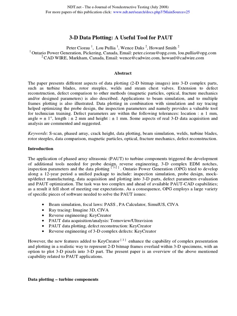3-D Data Plotting: A Useful Tool For PAUT | PDF | Turbine ...