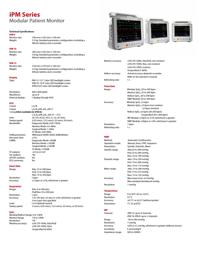 iPM Series Monitors Specs Guide | PDF | Computer Monitor