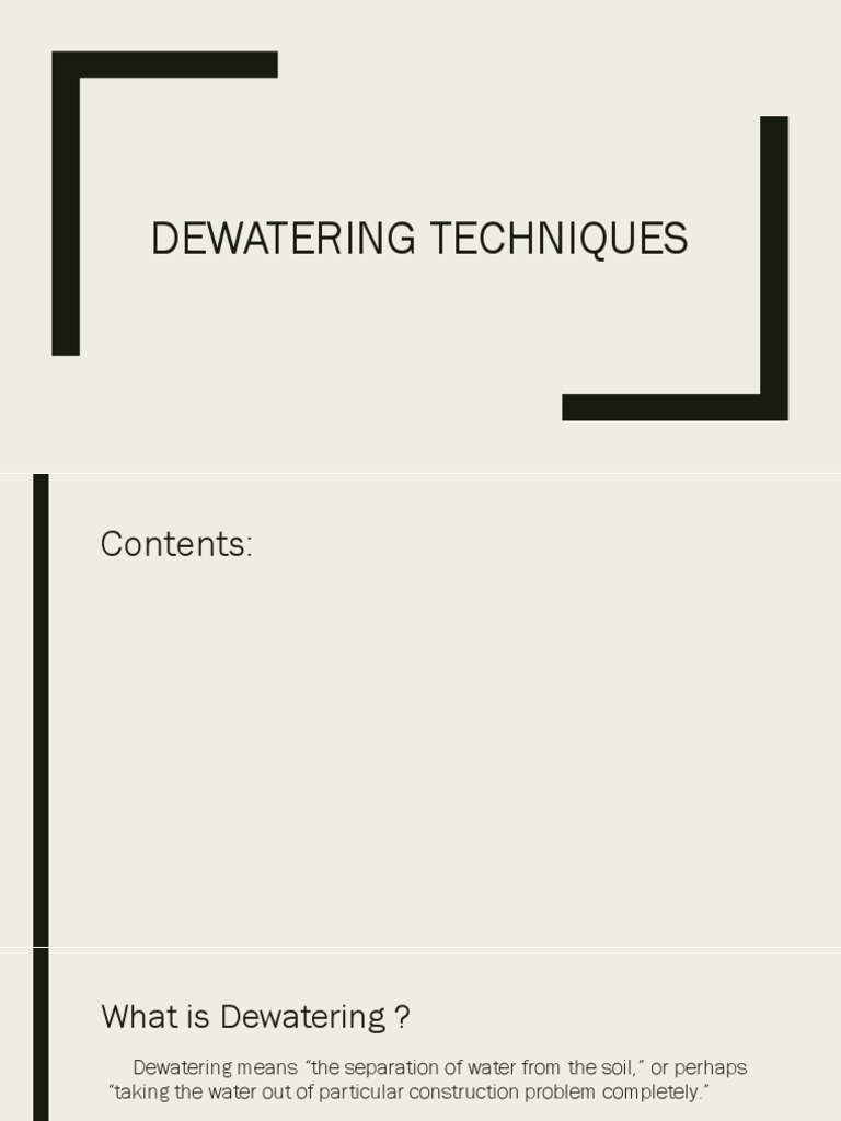 Overview of Dewatering Techniques: A Guide to Common Methods for ...