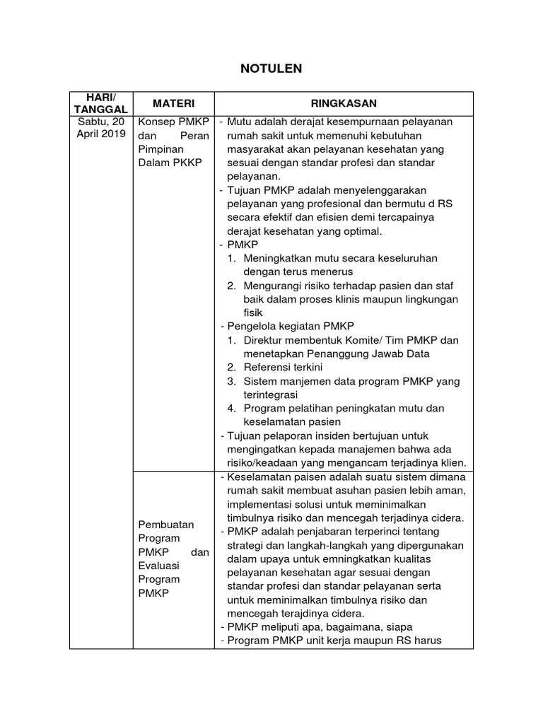 Notulen Workshop PMKP | PDF