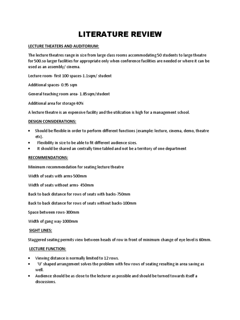 Literature Review: Lecture Theaters and Auditorium | PDF | Movie ...