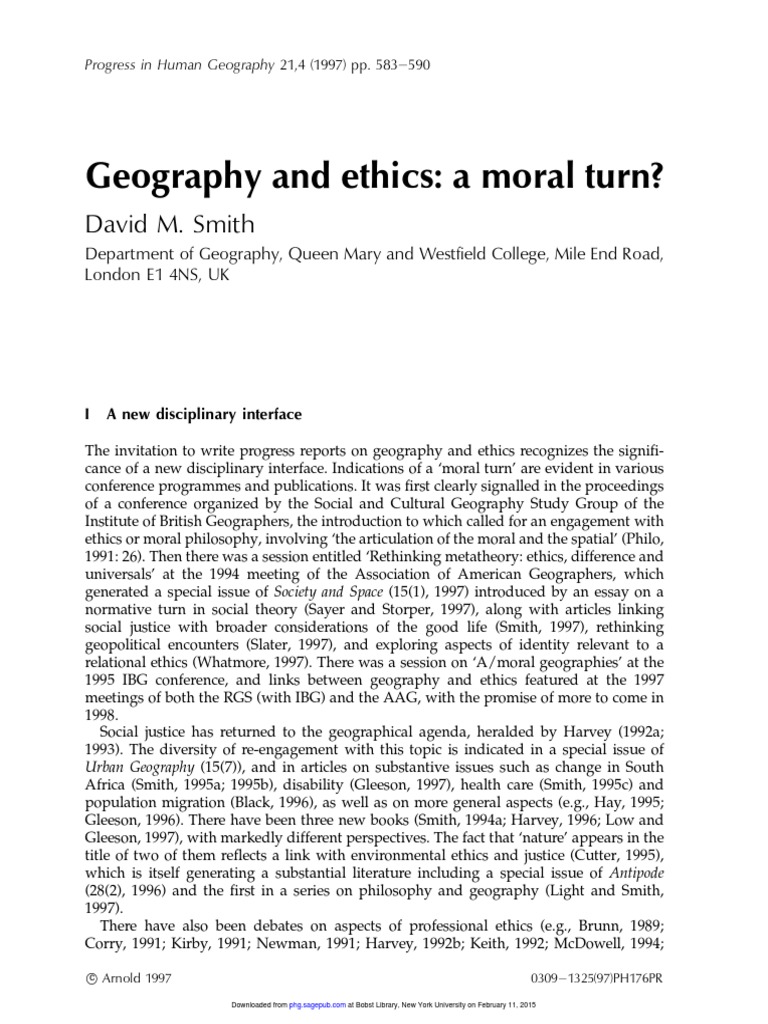 Geography and Ethics A Moral Turn (Smith, D. 1997) | PDF | Relativism ...