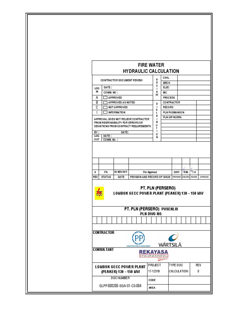 Fire Water Hydraulic Calc | PDF | Pipe (Fluid Conveyance) | Pump