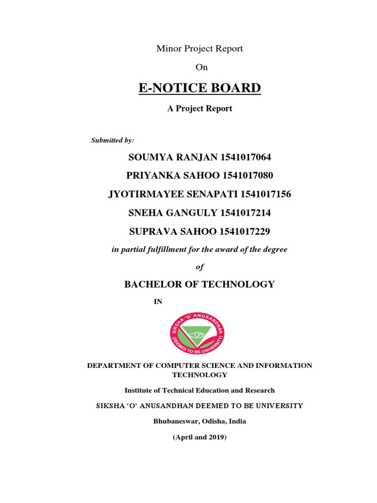 E-Notice Board Project Report | PDF | Use Case | Software Development