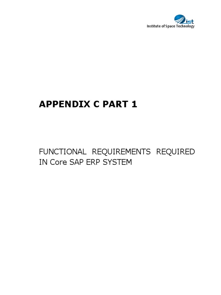 Appendix C Part 1 Functional Requirements Required in Core Sap Erp PDF ...