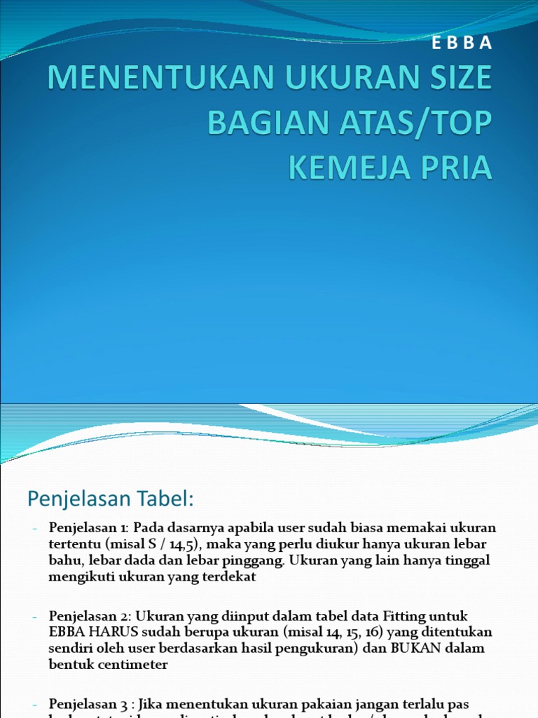 CONTOH Size Chart Untuk Metode Fitting (User Mengukur Sendiri) - KIMIA ...