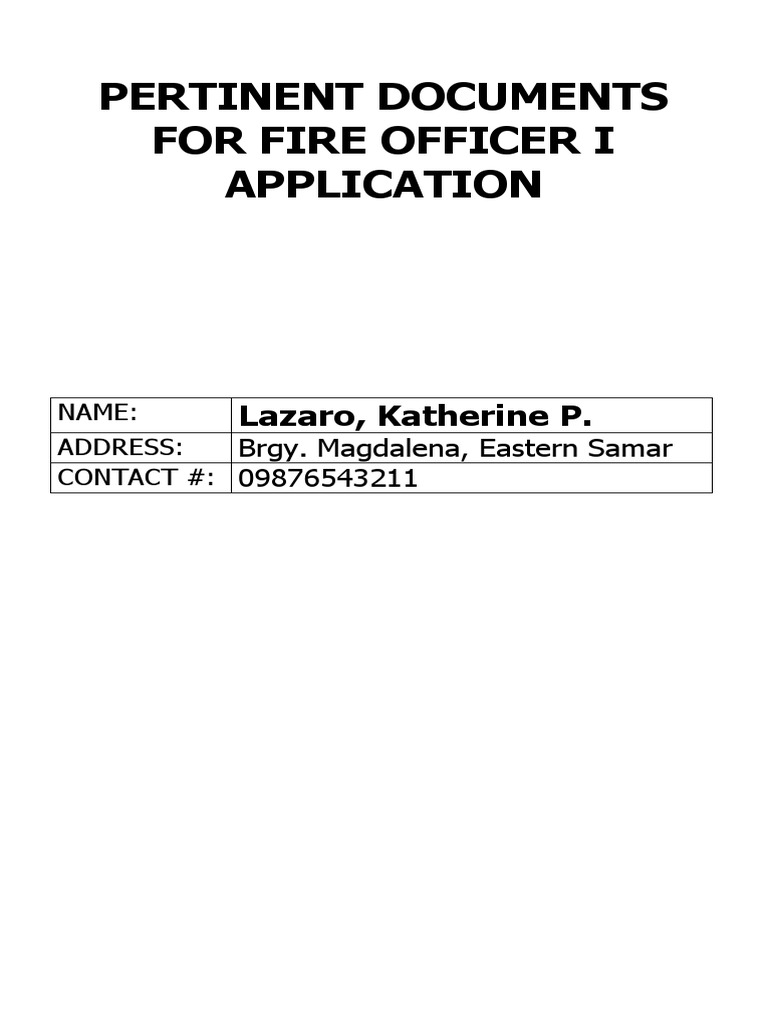 Pertinent Documents For Fire Officer I Application | PDF | Law