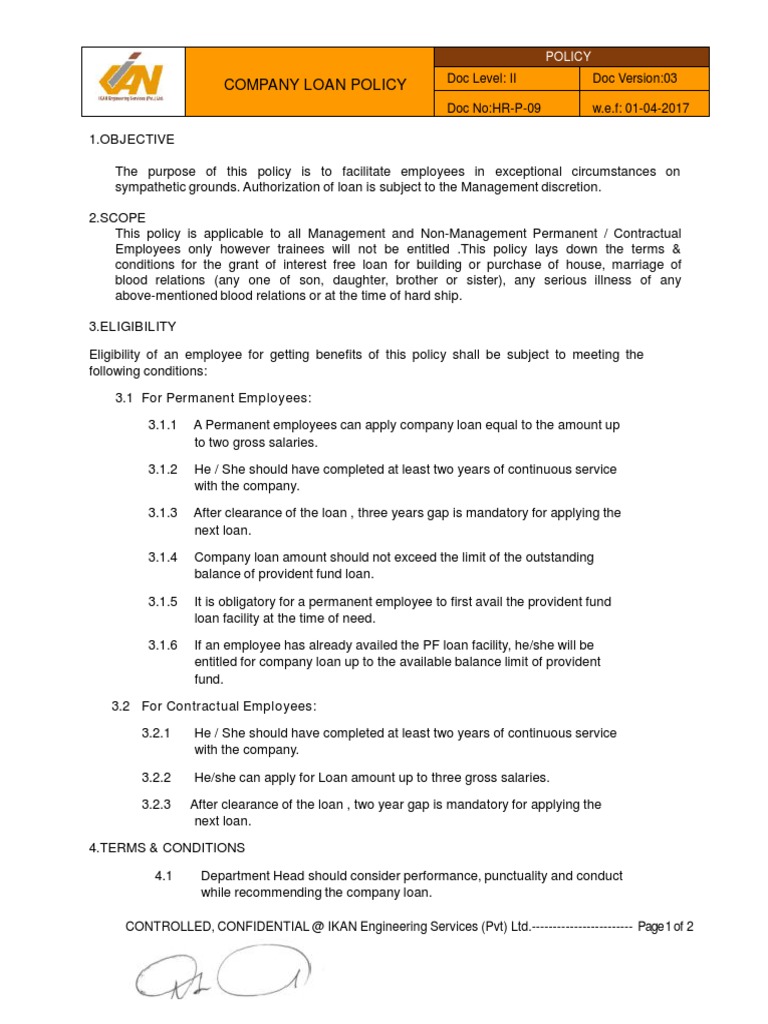Company Loan Policy | PDF | Loans | Economies