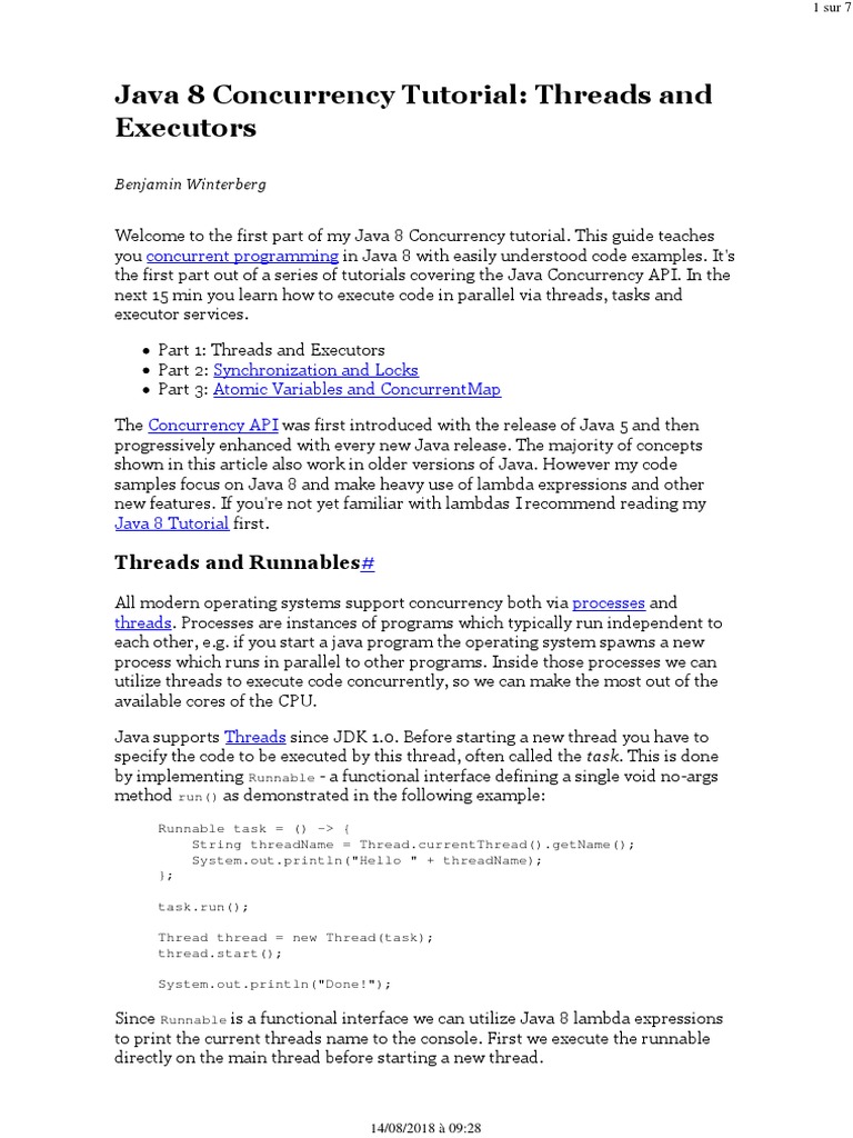 Java 8 Concurrency Tutorial Threads And Executors Pdf Thread Computing Java
