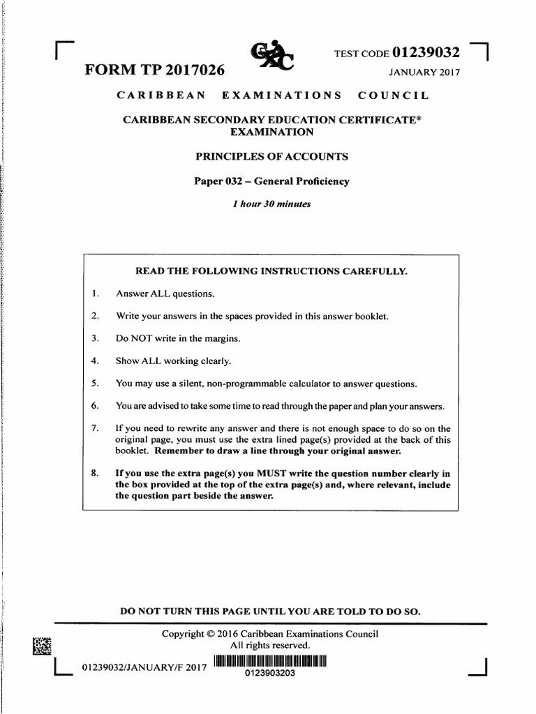 CXC CSEC POA January 2017 P032 PDF | PDF | Service Industries | Business