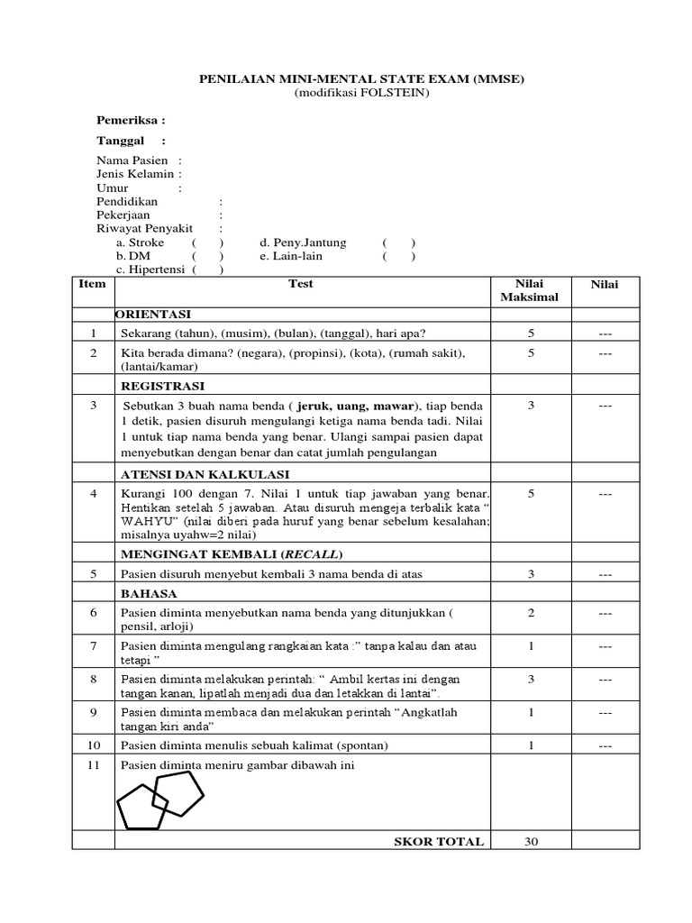 Form Penilaian MMSE | PDF