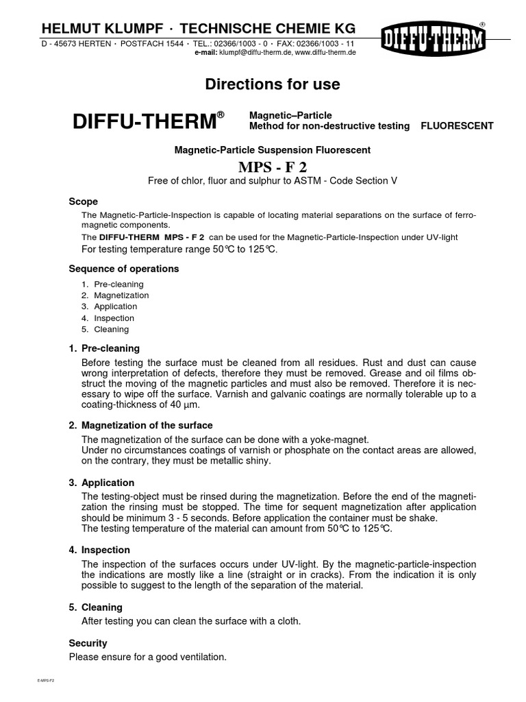 Diffu-Therm: Directions For Use | PDF | Physical Sciences | Chemistry