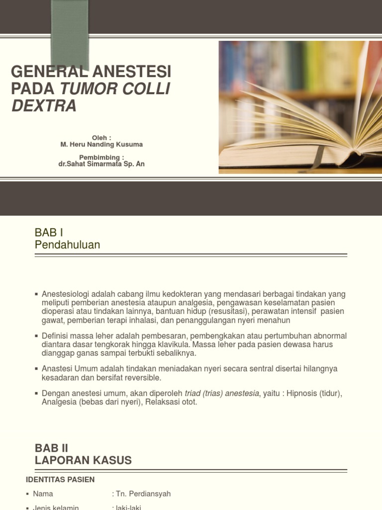 General Anestesi Pada Tumor Colli: Dextra | PDF