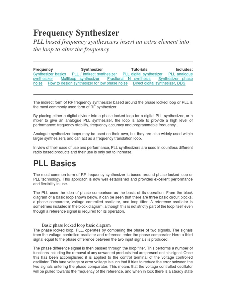 Frequency Synthesizer | PDF | Telecommunications Engineering ...