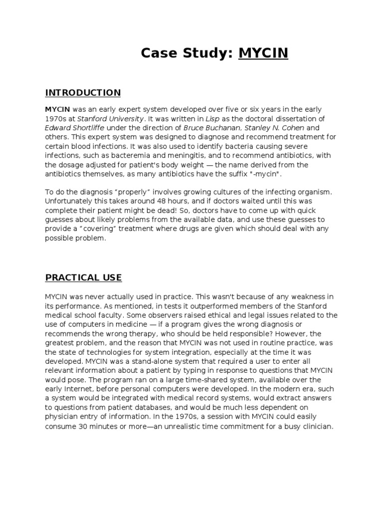 MYCIN | PDF | Medicine | Health Care