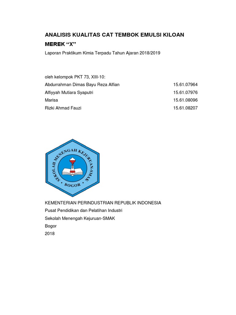 Laporan Analisis Cat Tembok Emulsi | PDF