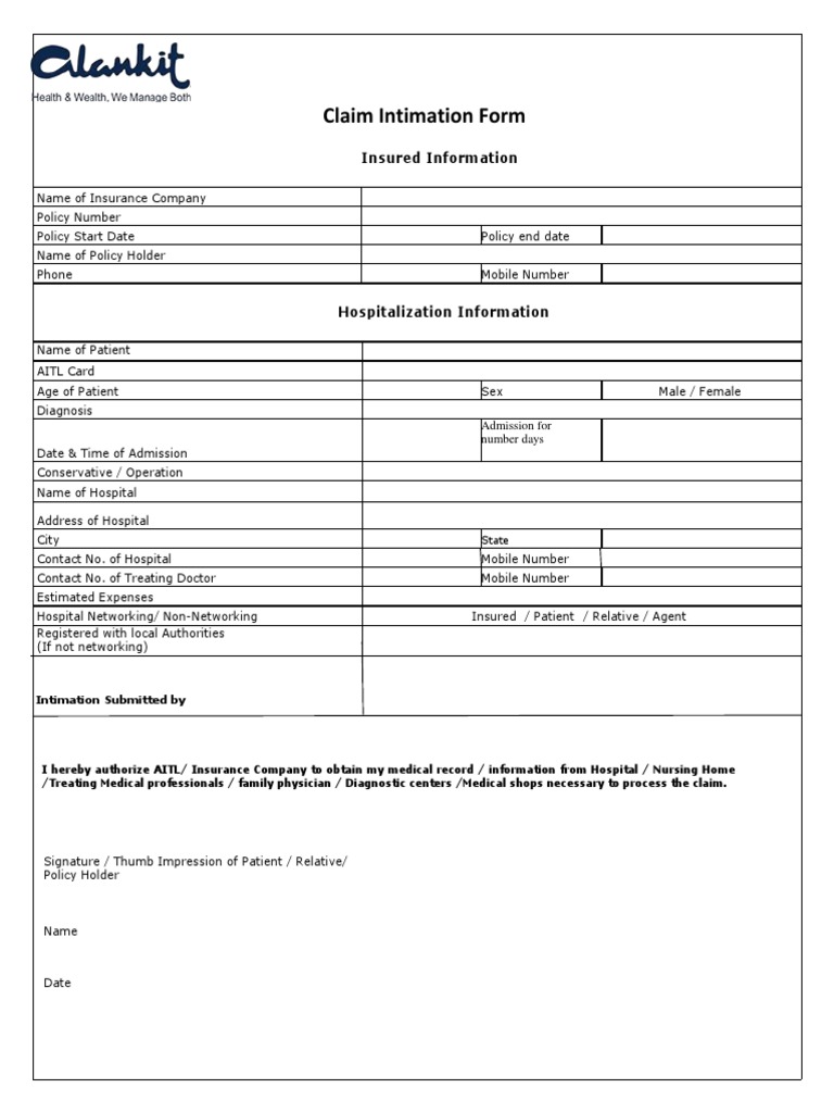 Claim Intimation Form: Insured Information | PDF