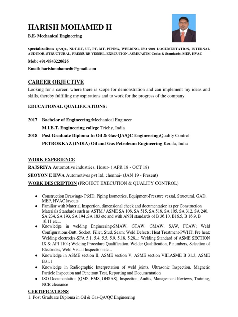 Harish Resume | PDF | Welding | Construction