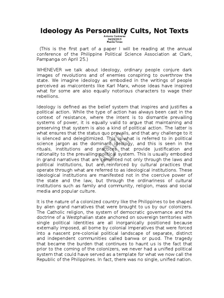 Ideology As Personality Cults | PDF | Ideologies | Nation